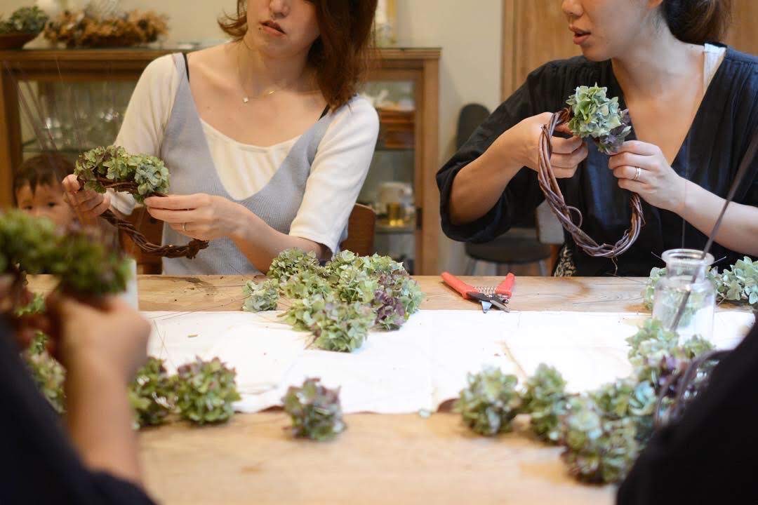 9/17 秋色紫陽花のリース作り - Mateni